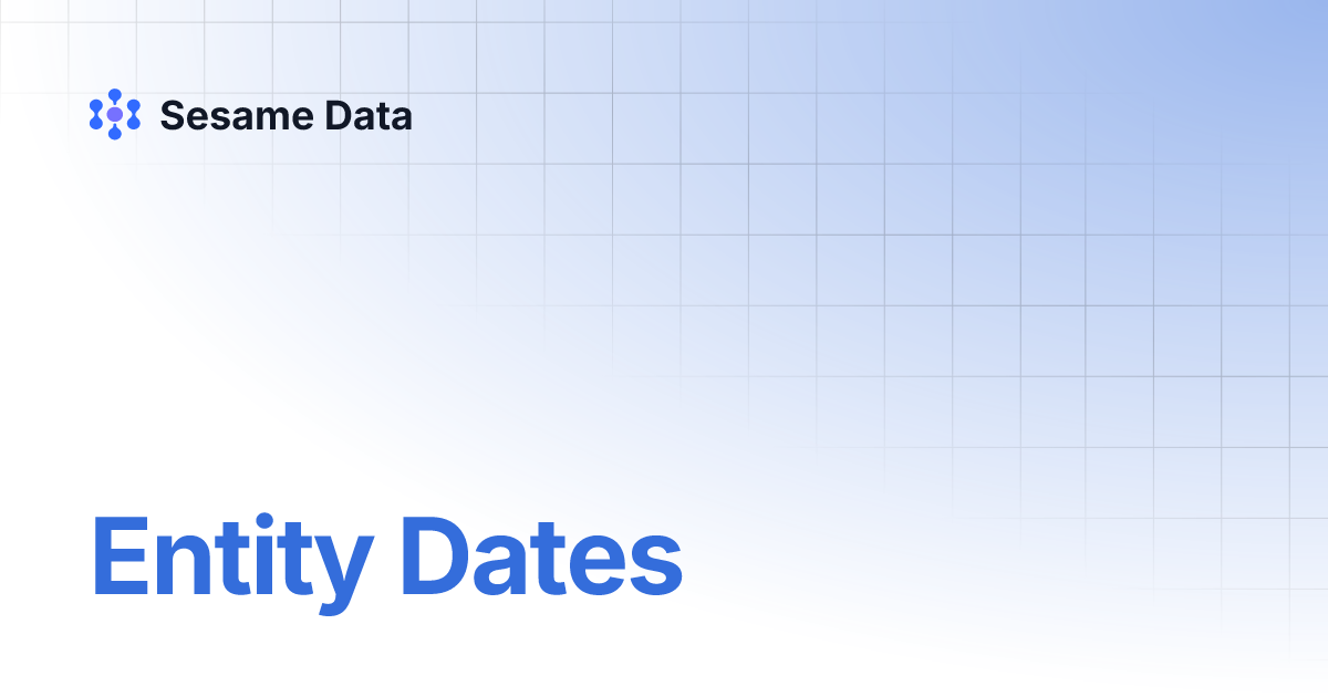 Entity Dates | Sesame Data